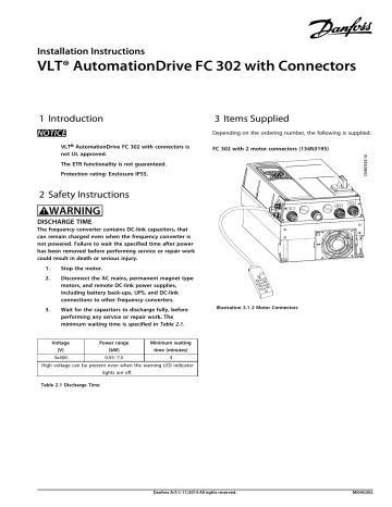 Danfoss VLT® AutomationDrive FC 302 w Connectors Installation Guide ...