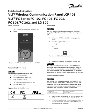 Danfoss VLT® Wireless Com. Panel LCP 103 Installation Guide | Manualzz