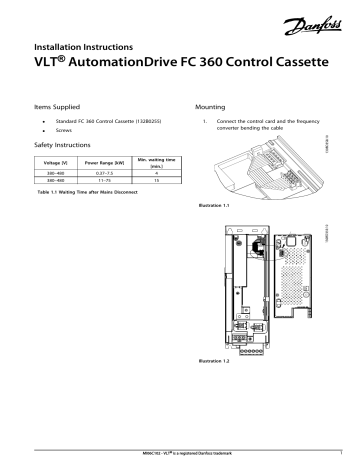 Danfoss VLT® FC 360 Control Cassette Installation Guide | Manualzz