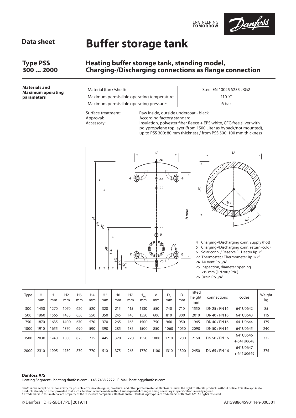 Danfoss Buffer storage tank Datasheet | Manualzz