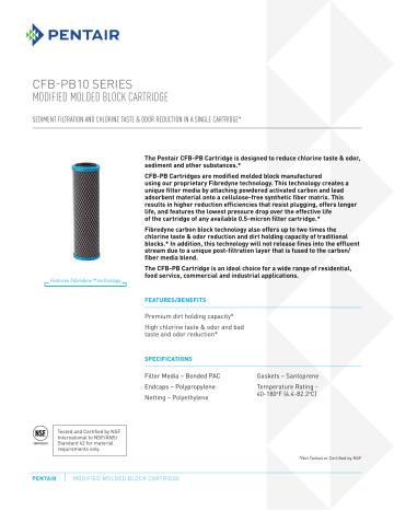 Pentek CFB-PB10 Spec Sheet | Manualzz