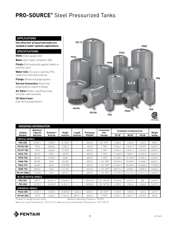 Pro-source Steel Pressurized Tanks Specifications | Manualzz