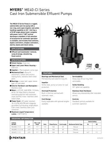 Myers ME40-CI Series Specifications | Manualzz