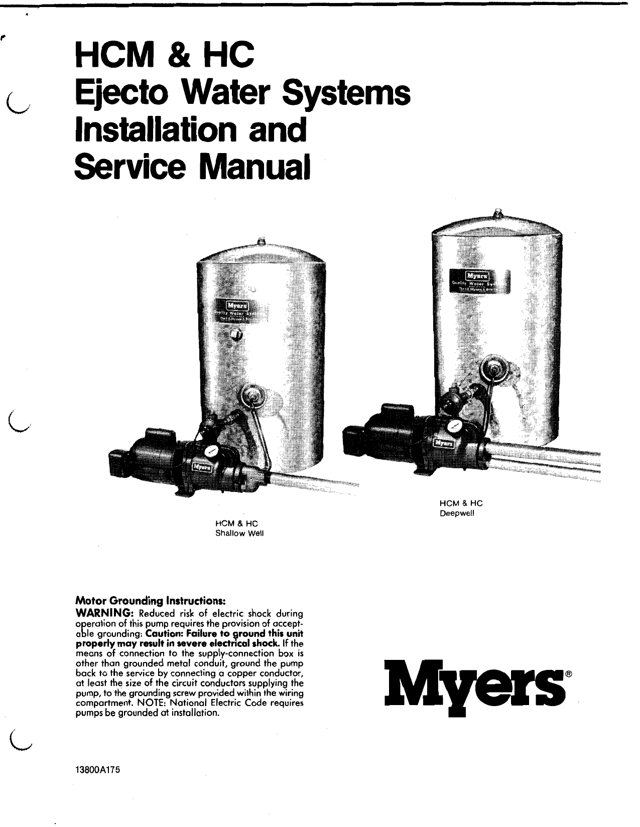 Myers HCM & HC Owner's Manual | Manualzz