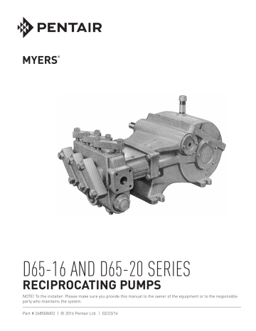 Myers D65-16 and D65-20 Owner's Manual | Manualzz