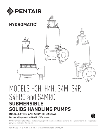 Hydromatic H3H, H4H, S4M, S4P, S4HRC & S4MRC Submersible Solids ...