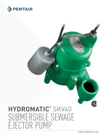 Hydromatic SKV40 Submersible Sewage Ejector Pump Spec Sheet | Manualzz