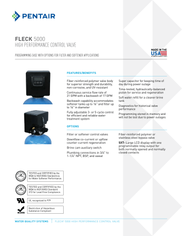 Fleck 5000 Valve Spec Sheet | Manualzz