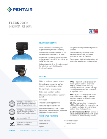 Fleck 2900s Spec Sheet | Manualzz
