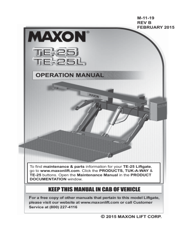 Maxon TE-25 TE 25L Operation Manual | Manualzz