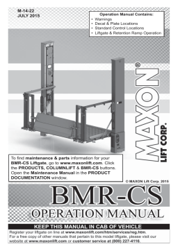 Maxon BMR-CS - Operation manual, Maintenance Manual, Specification