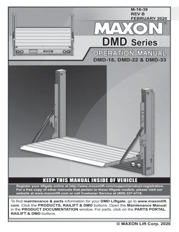 Maxon DMD RAILIFT™ Operation Manual | Manualzz