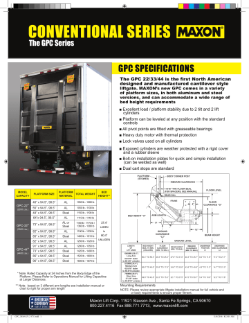 Maxon GPC CONVENTIONAL Specification Sheet | Manualzz