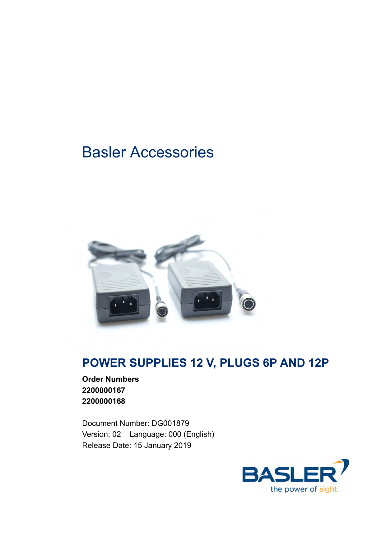Basler Power Supplies 12 V, Plugs 6P and 12P Datasheet | Manualzz