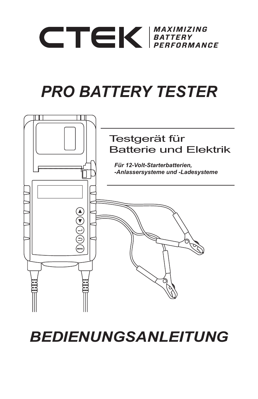 CTEK PRO Battery Tester Bedienungsanleitung | Manualzz