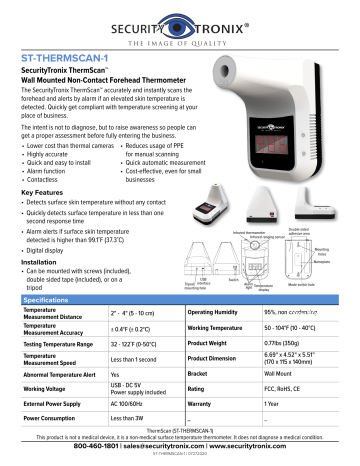 Security Tronix ST-THERMSCAN-1 Thermal Specification Sheet | Manualzz
