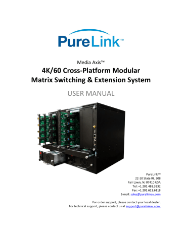 PureLink Media Axis Matrix Switchers User Manual | Manualzz