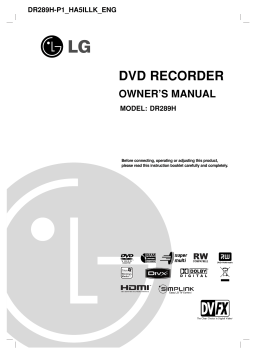 LG DR289H-P1 - Owner's manual, User manual