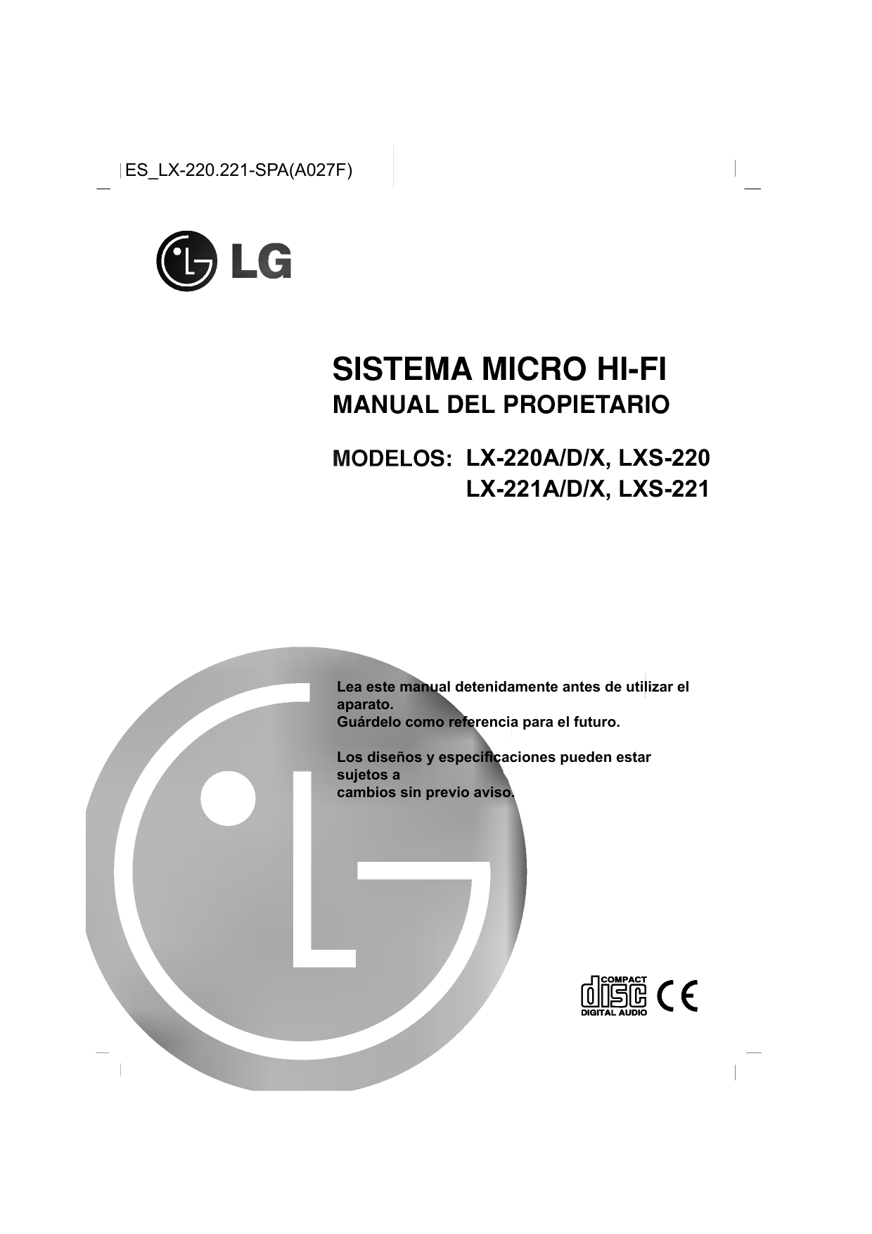 LG LX-221D Manual de Usuario | Manualzz