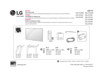 LG 43LJ5500 Easy Setup Guide | Manualzz