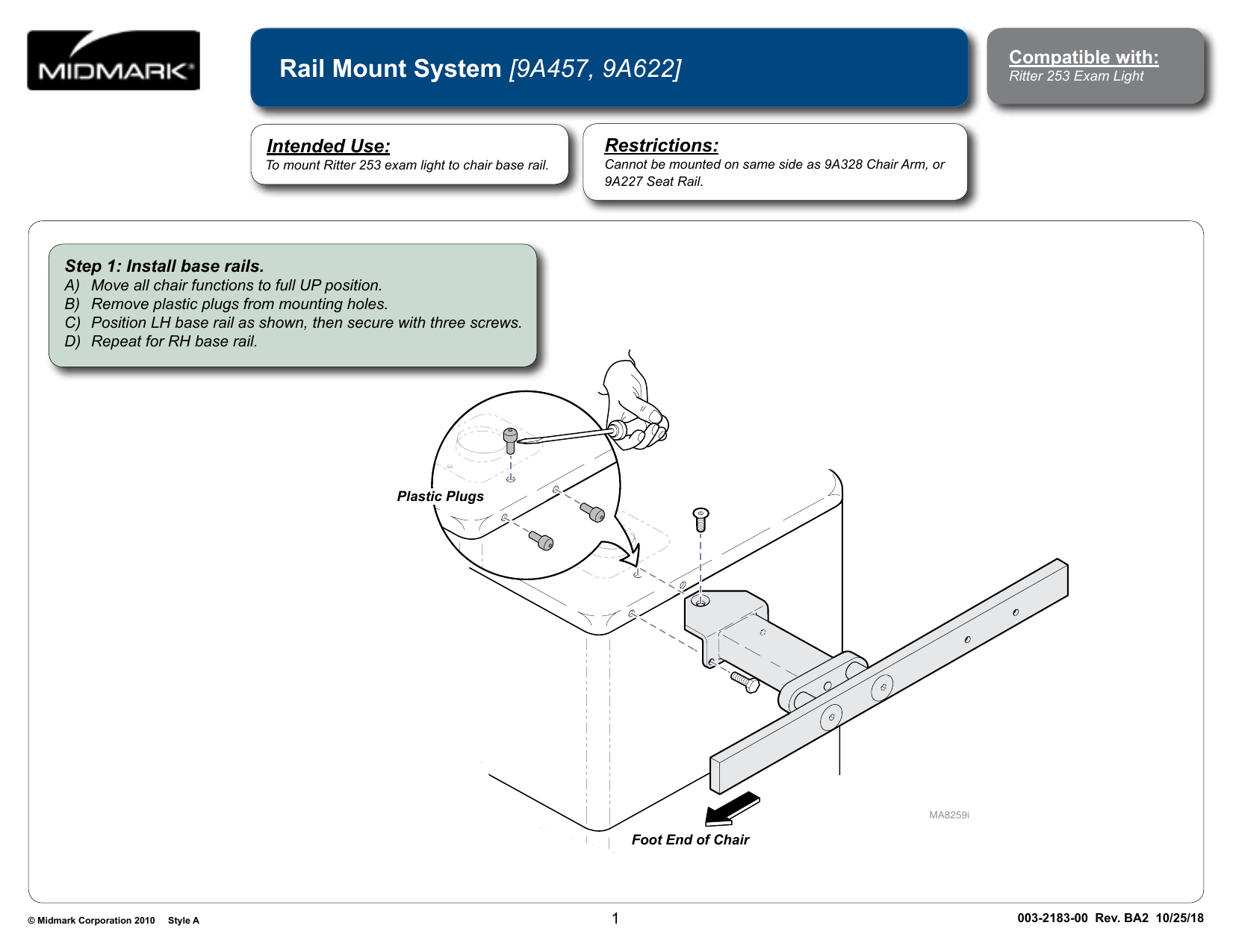 Midmark Ritter 253 Led Exam Light | Shelly Lighting