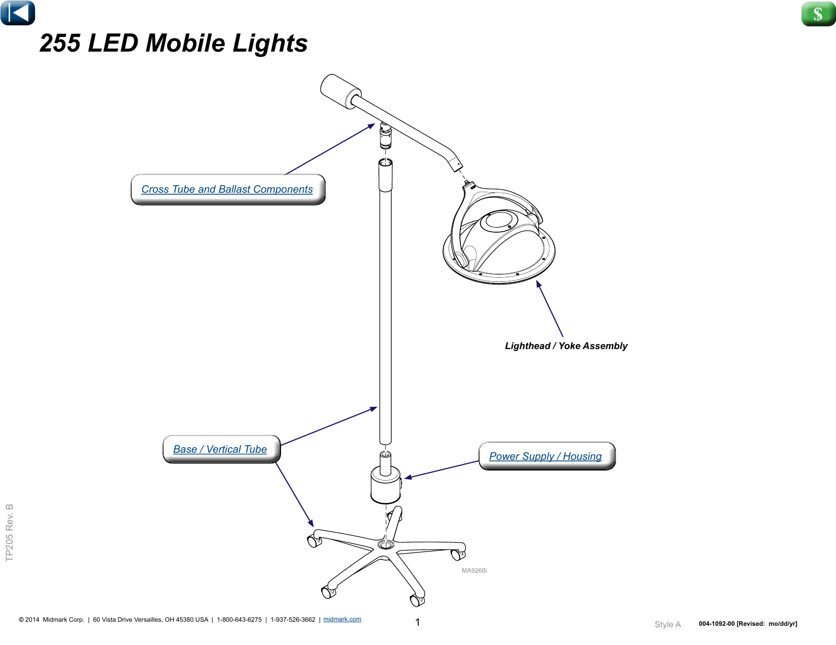 Midmark 255 LED Procedure Light (Ritter) - Mobile 用户手册 | Manualzz