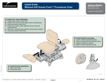 Midmark 630 Human Form® Procedures Chair (-010 thru -013, -020 thru ...