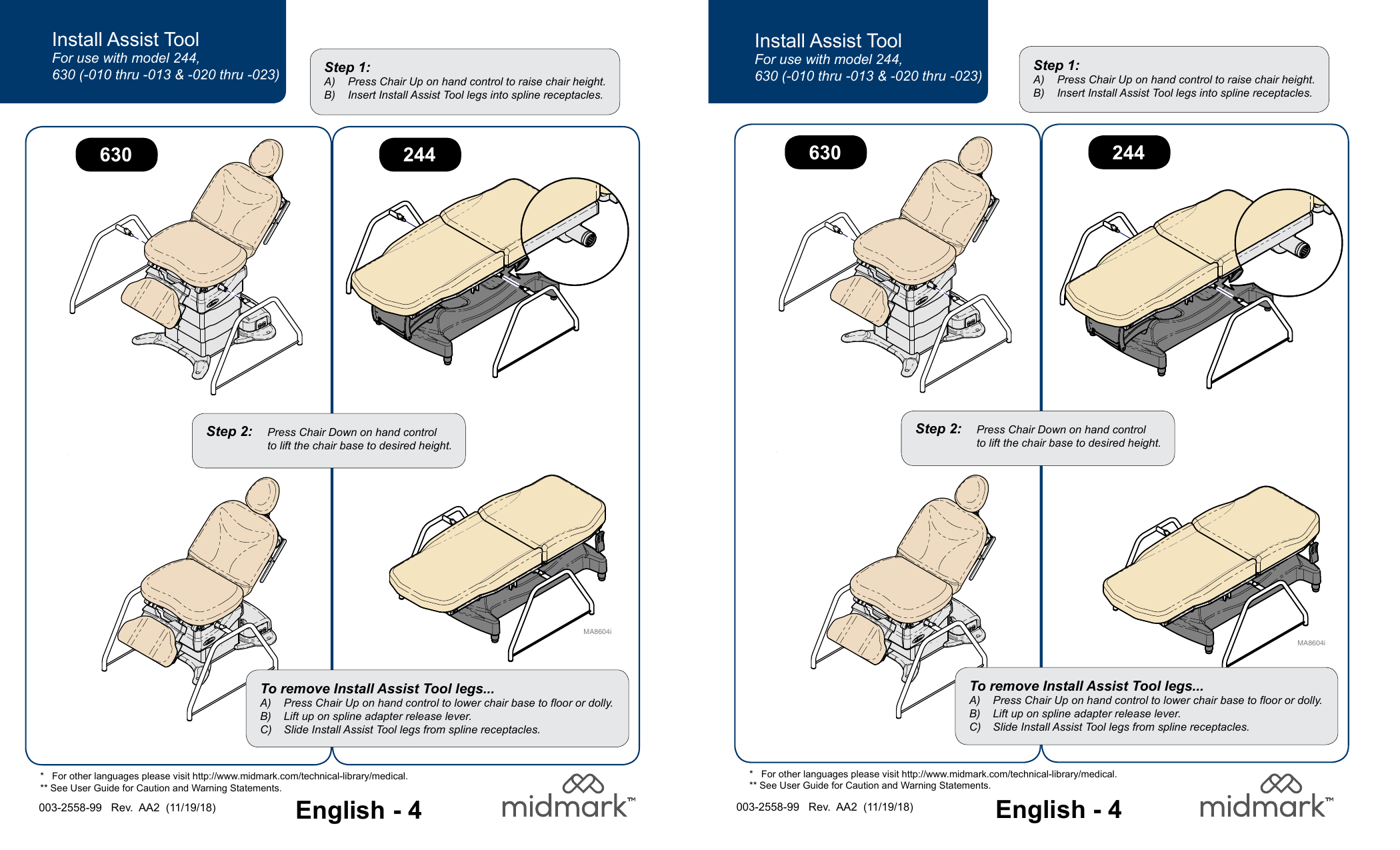Midmark 630 Human Form® Procedures Chair (-010 thru -013, -020 thru ...