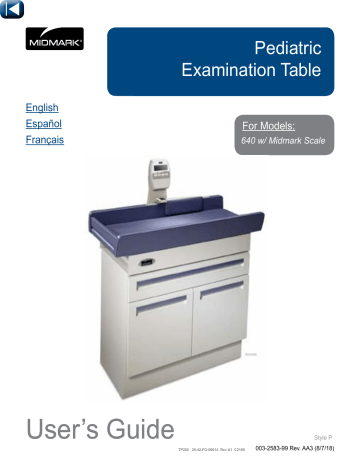 Midmark 640 Pediatric Examination Table Mode d'emploi | Manualzz