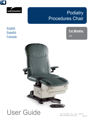 Midmark 646 Podiatry Procedures Chair User Guide | Manualzz