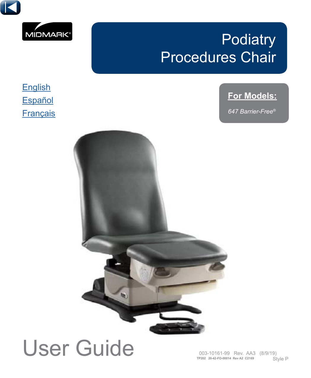 Midmark 647 Barrier-Free® Podiatry Procedures Chair Mode d'emploi ...