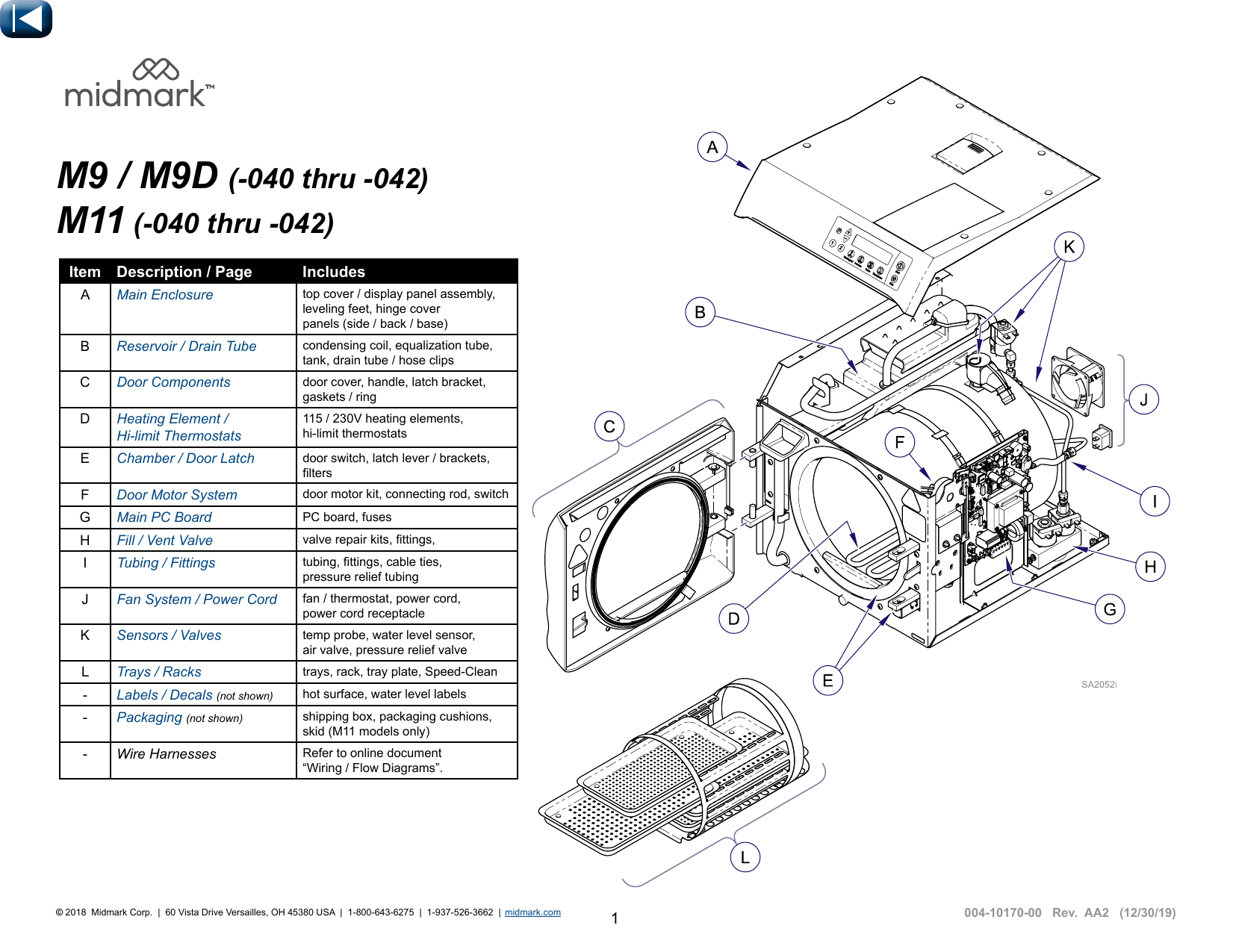Midmark M9/M9D, M11 Self-Contained Steam Sterilizer (-040 through -042 ...