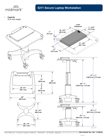 Midmark 6211, 6215 and 6217 Workstations Specifications | Manualzz
