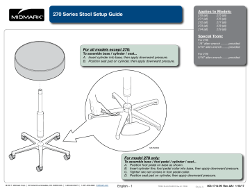 Midmark 270 Series Stools Guide d'installation | Manualzz