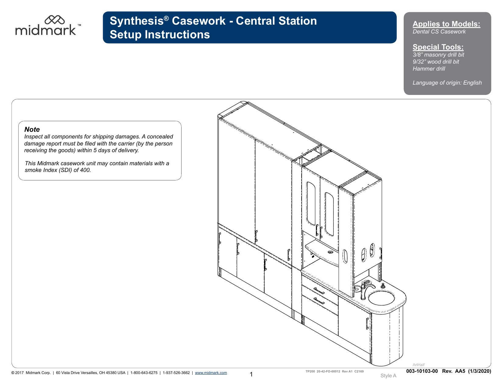 Midmark Synthesis® Cabinetry - Central Station Operating instrustions ...