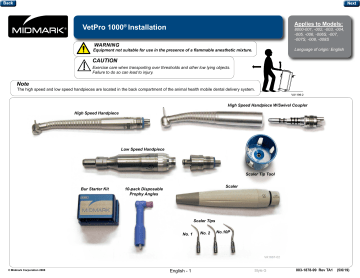 Midmark 1000 Dental Delivery System Installationsanleitung | Manualzz