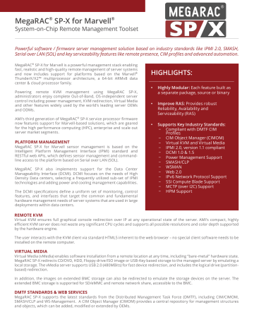 American Megatrends MegaRAC SP-X for POWER8 Data Sheet | Manualzz