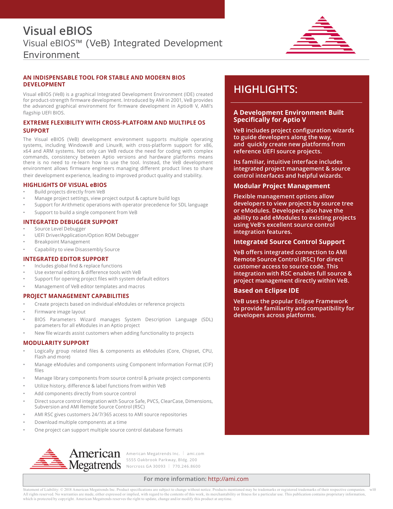 American Megatrends VeB Visual eBIOS Data Sheet | Manualzz