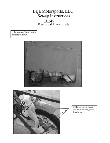 Baja Motorsports DR49 Dirtbike Assembly Instructions | Manualzz