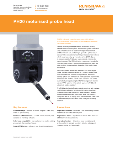Renishaw PH20 Data sheets | Manualzz