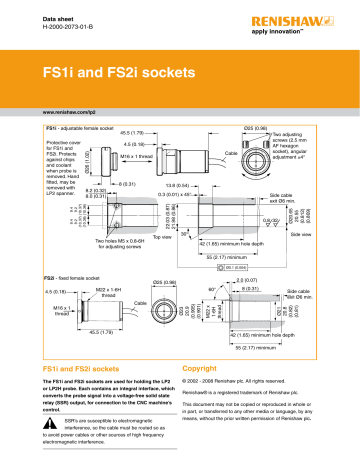 Renishaw FS2i sockets Data sheets | Manualzz