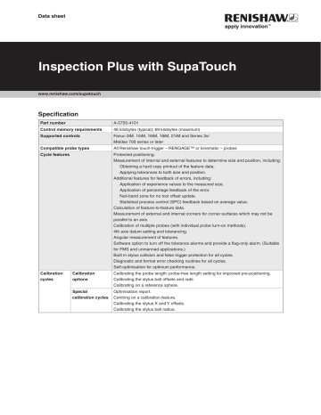 Renishaw Inspection Plus Data sheets | Manualzz