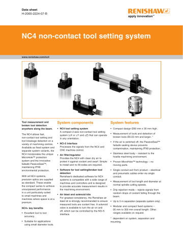 Renishaw NC4 non-contact tool setting system Data sheets | Manualzz