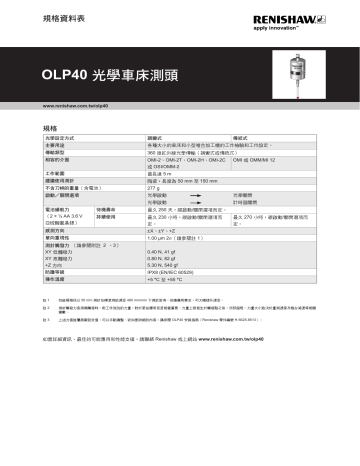 Renishaw OLP40 optical lathe probe ユーザーマニュアル | Manualzz
