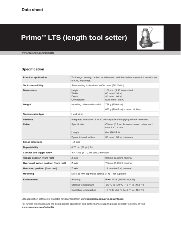 Renishaw Primo™ LTS Data sheets | Manualzz