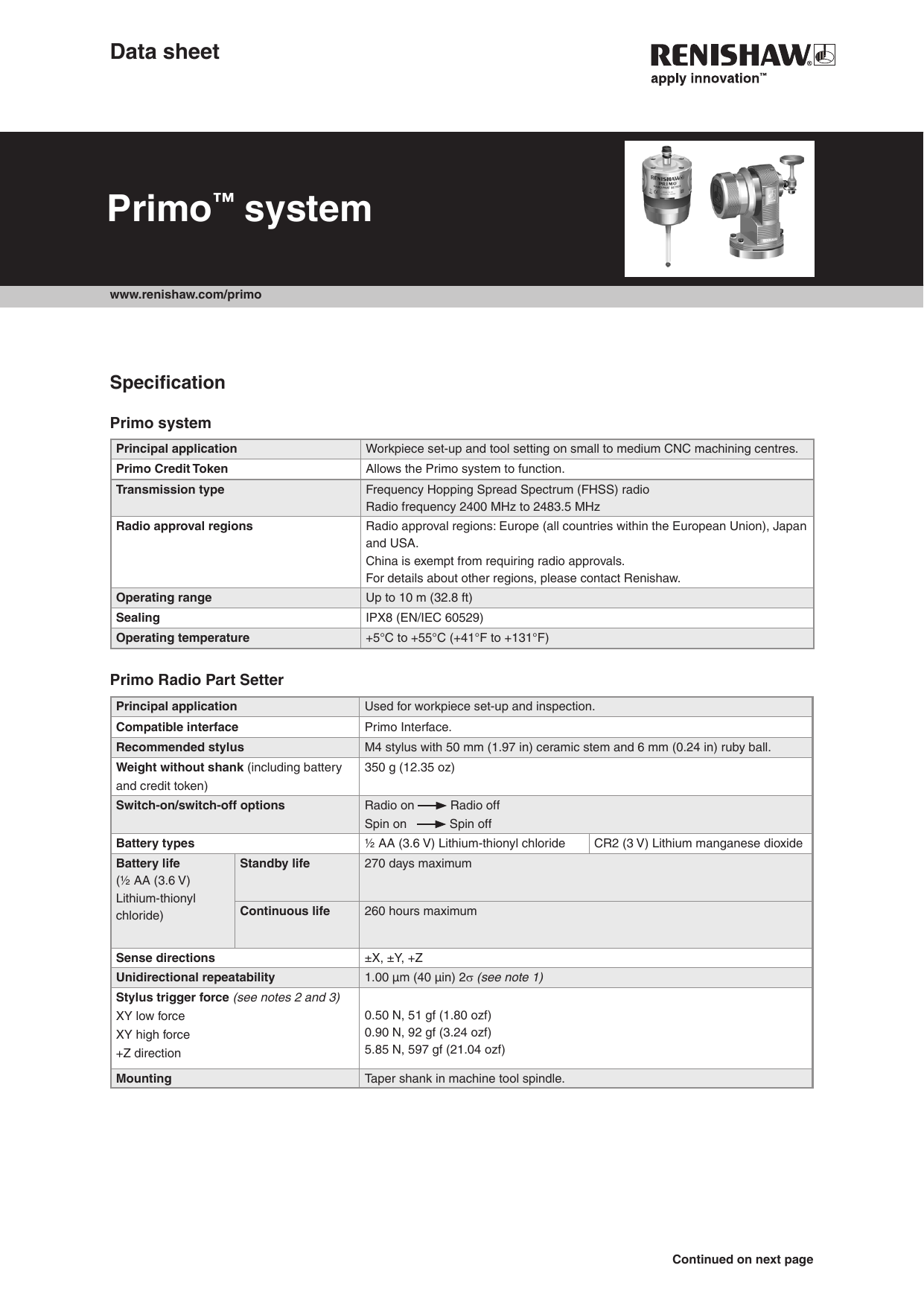 Renishaw Primo™ system User manual | Manualzz