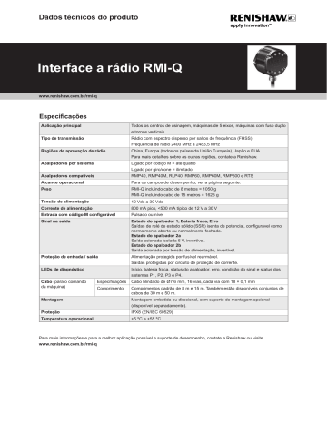 Renishaw RMI-Q radio machine interface Manual do usuário | Manualzz