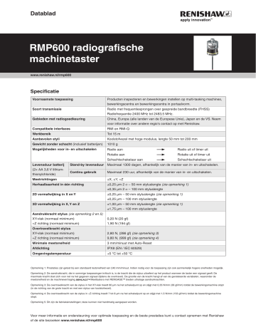 Renishaw RMP600 radio machine probe Handleiding | Manualzz