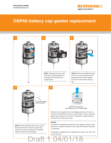 Renishaw OSP60 battery cap gasket replacement Installation Manual ...