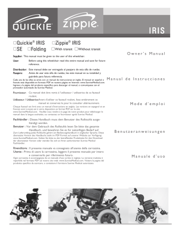 Quickie IRIS® Manual Wheelchair Bedienungsanleitung | Manualzz